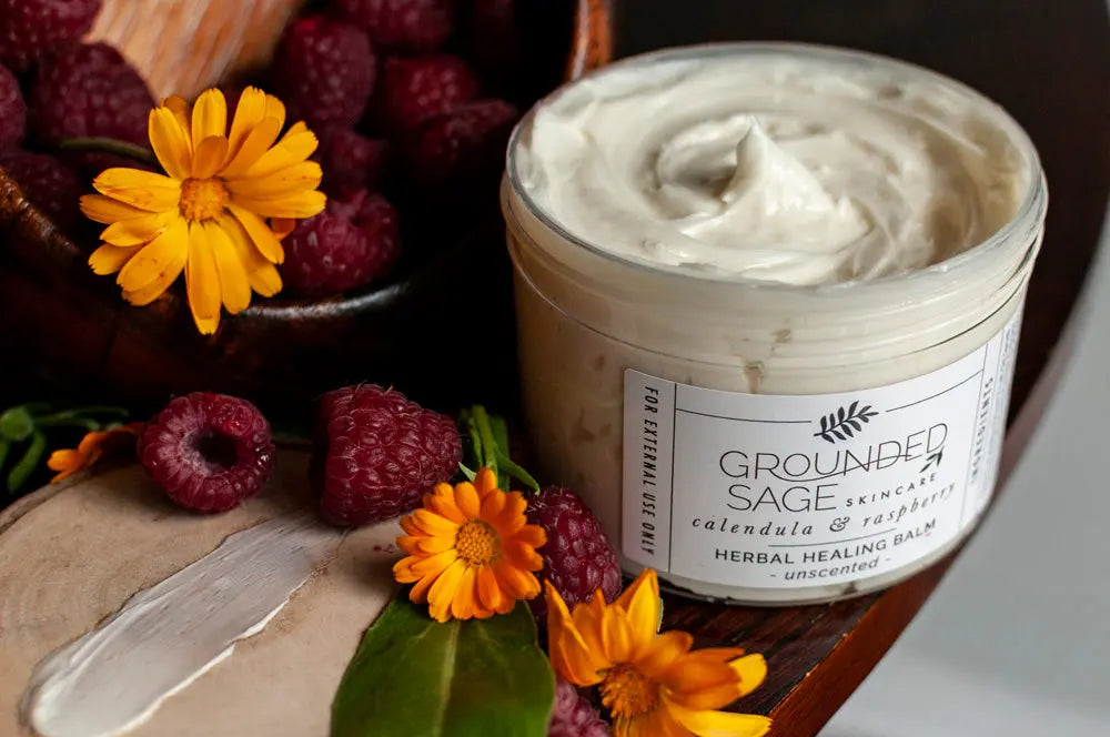 Calendula & Raspberry Herbal Healing Balm for eczema, cracked heels ...